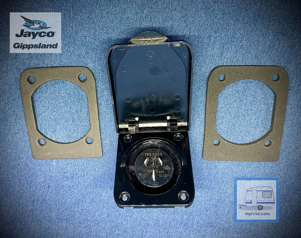 Transco Caravan Power Inlet 15amp Black – Jayco Gippsland RV SuperStore
