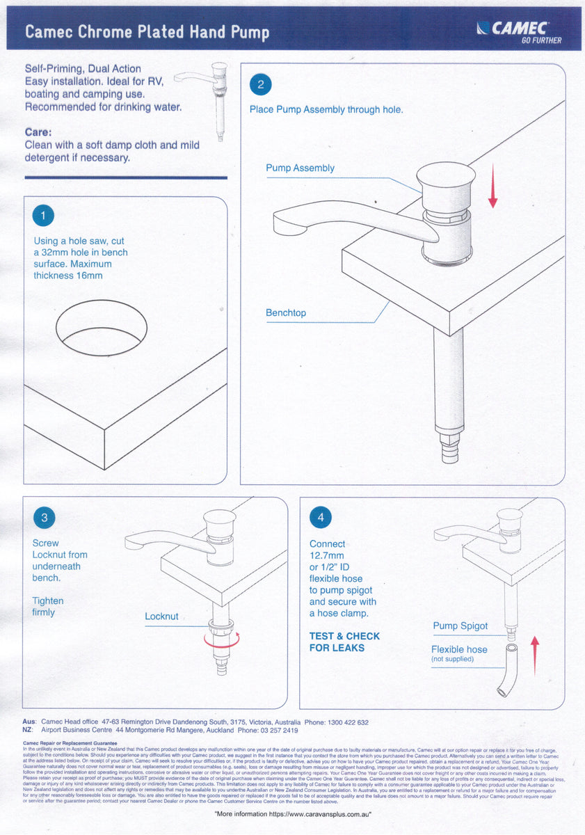 Camec Chrome Plated Hand Pump – Jayco Gippsland RV SuperStore