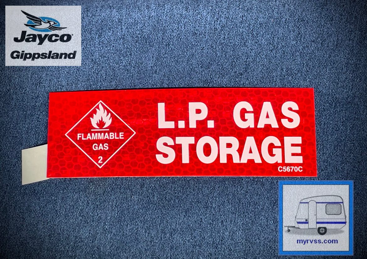 LPG Gas Storage Sticker – Jayco Gippsland RV SuperStore
